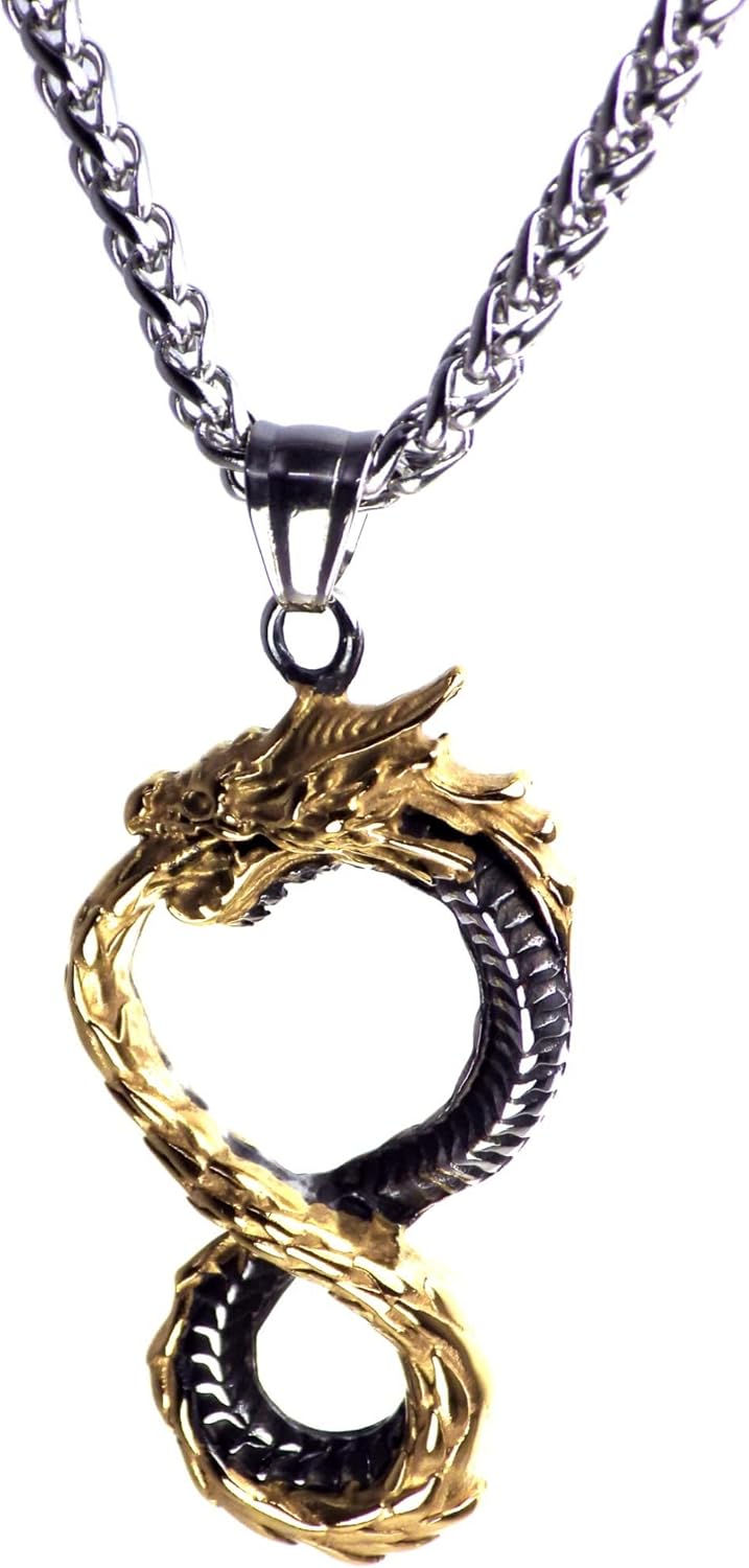 Fantasy Forge Jewelry Infinity Ouroboros Necklace Mens Womens Gold ...