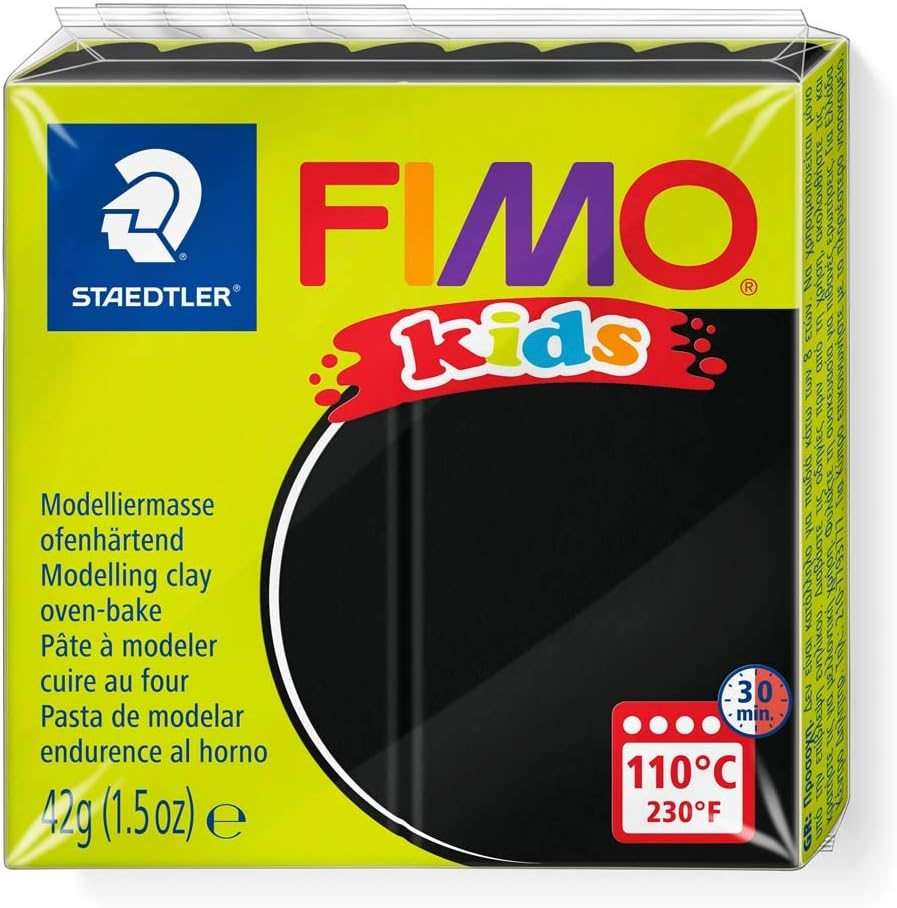 Fimo Kids Black 42g Polymer Clay Block Colour Reference 9 : Amazon.co ...