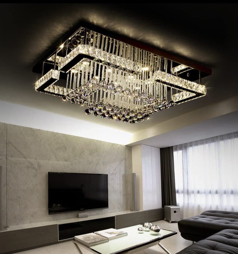 MOSSODOR Crystal LED Chandelier Ceiling Light - Smart Remote Control ...