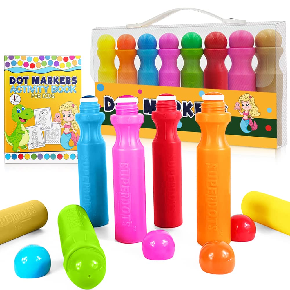 Buy Dot Markers, Kids Coloring Set 8 Colors Daubers with Dot Coloring ...