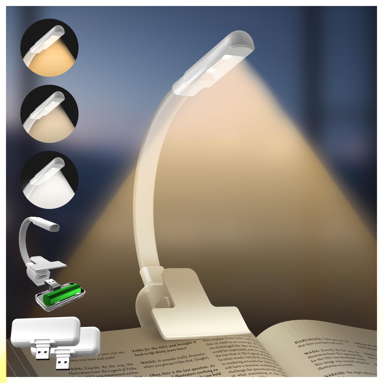 Amazon.com: ACEES Book Light,Reading Lights for Books in Bed,3 Color ...