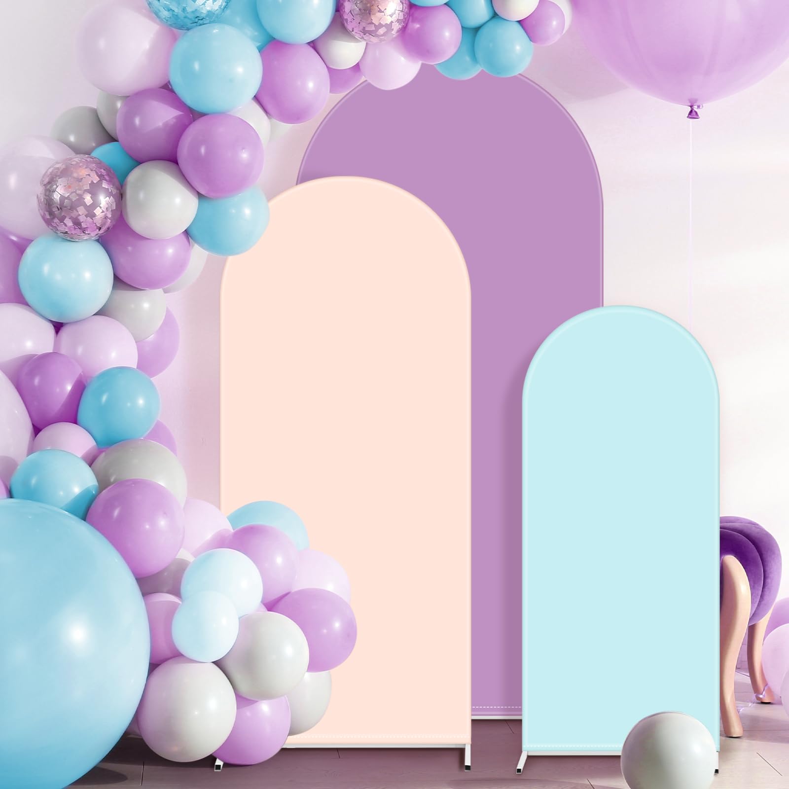 Amazon.com: VitalCozy Set of 3 Wedding Arch Cover 4/5/6ft Fabric Arch ...