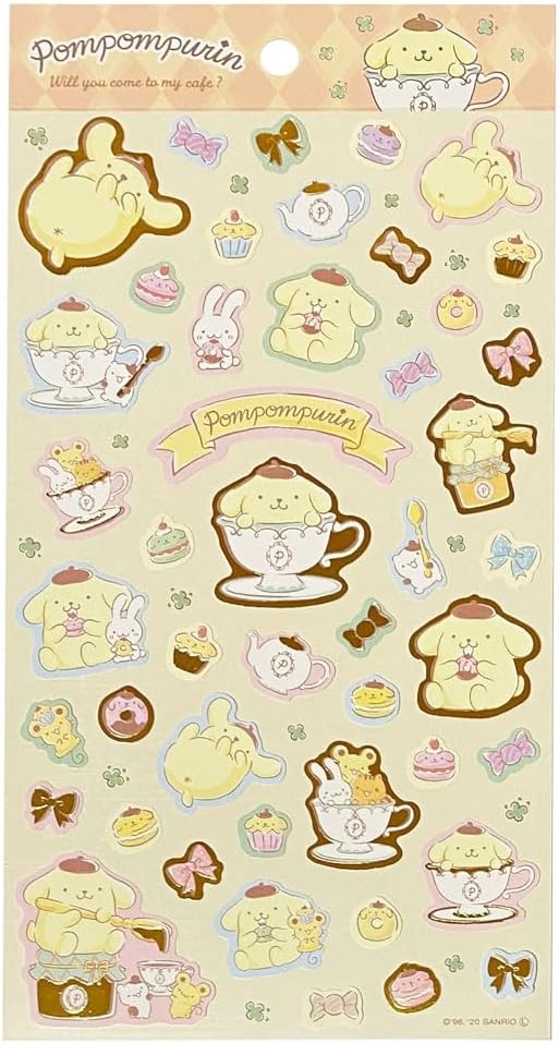 Amazon.com: Sanrio Pompompurin Pet Sticker Seal 1 Sheets 45 Pcs ...