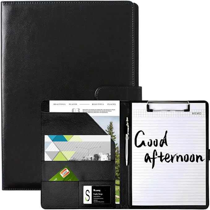 Business Portfolio Leather Padfolio Organizer, A4 Magnetic ...