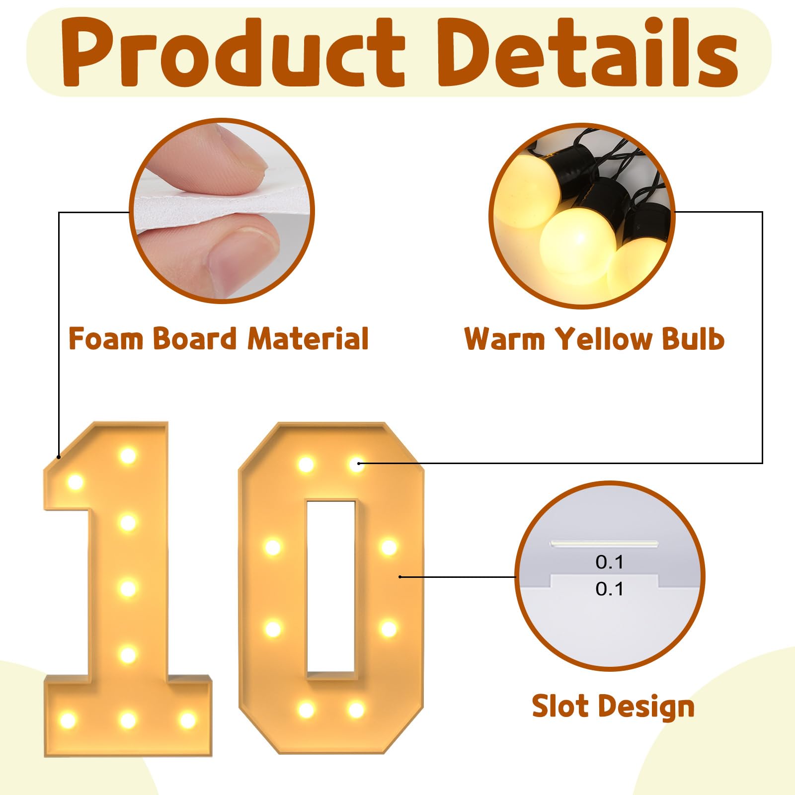 Snapklik.com : Imprsv 3FT Light Up Numbers, Marquee Numbers 10th ...