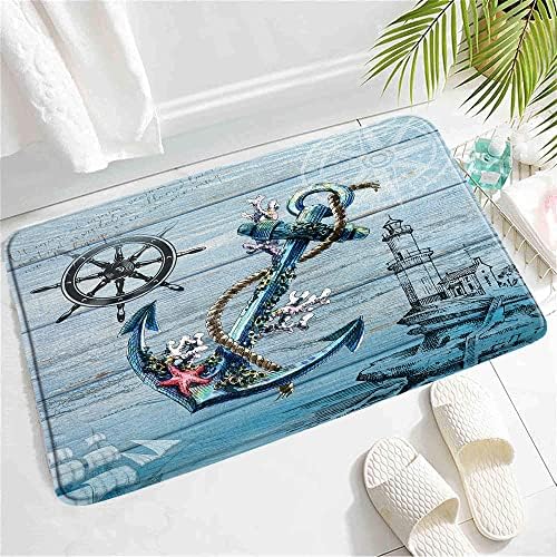Nautical Anchor Bath MatMarine Lighthouse Ship Coastal Ocean Beach ...
