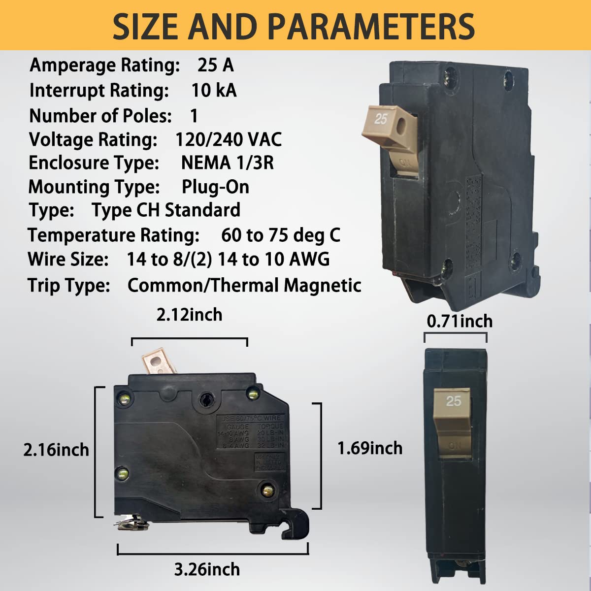 Snapklik.com : CH125 1-Pole 25-Amp Circuit Breaker