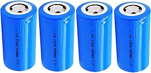 3.7V 5500mAh 32600 Rechargeable Battery 4Pcs Flat Top Battery Large ...