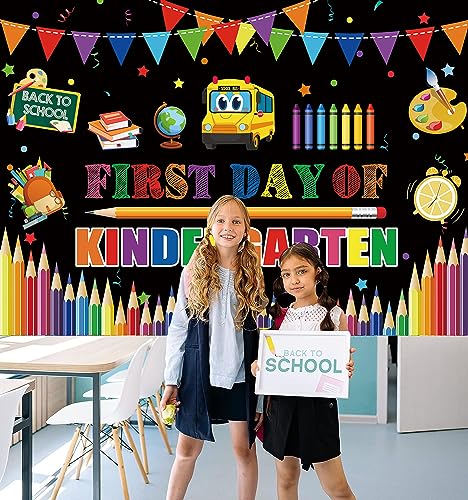 First Day of Kindergarten Backdrop Colorful Graffiti First Day of ...