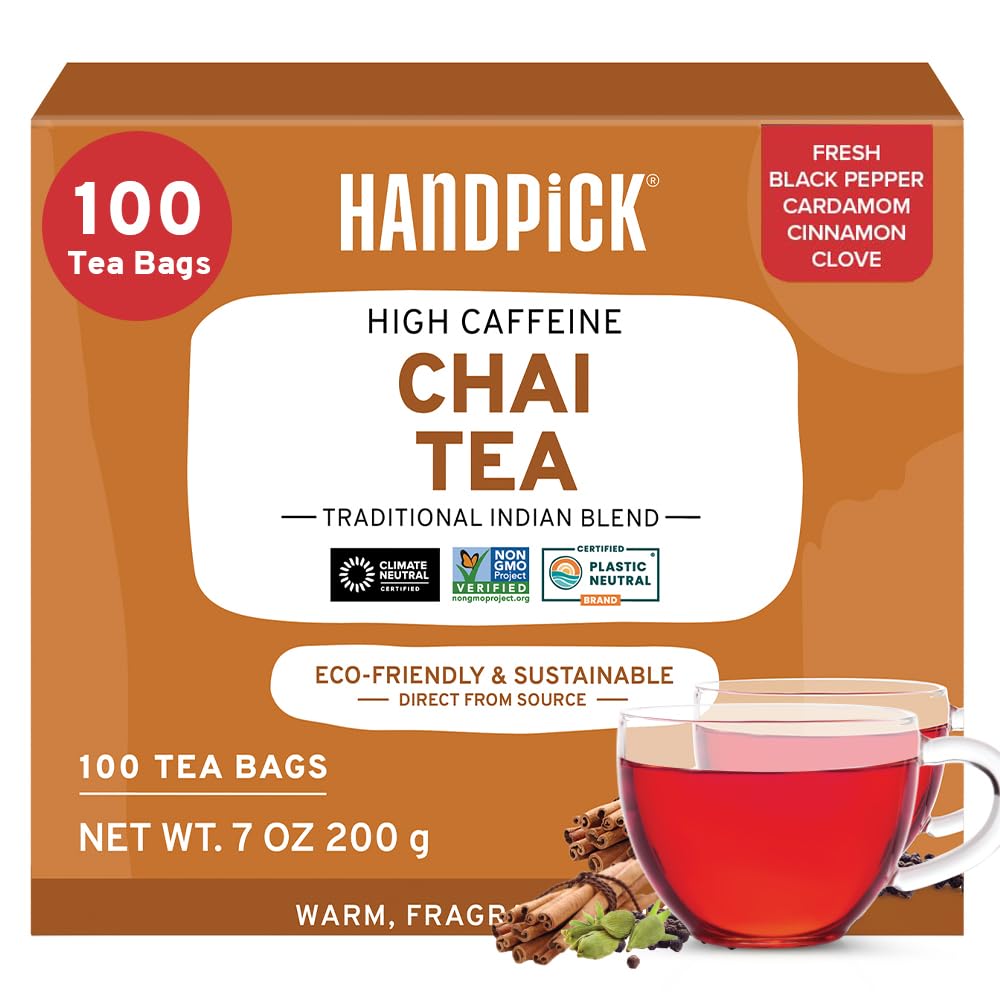 Amazon.com : HANDPICK Masala Chai Tea Bags (100 Count) Strong Robust ...