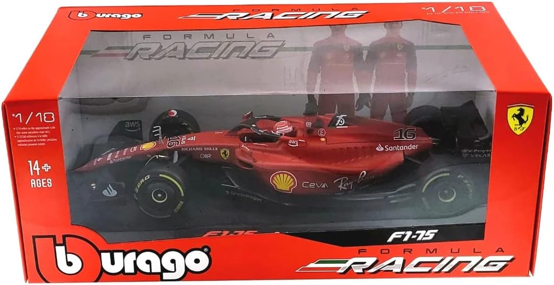 Bburago - Bburago, 1/18 Ferrari-2022 Formula 1, con casco n. Leclerc ...