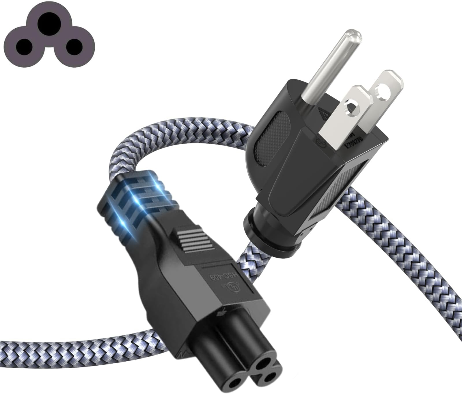 Amazon.com: Chanzon UL Listed 3/6/10ft Universal AC Power Cord 3 Prong ...