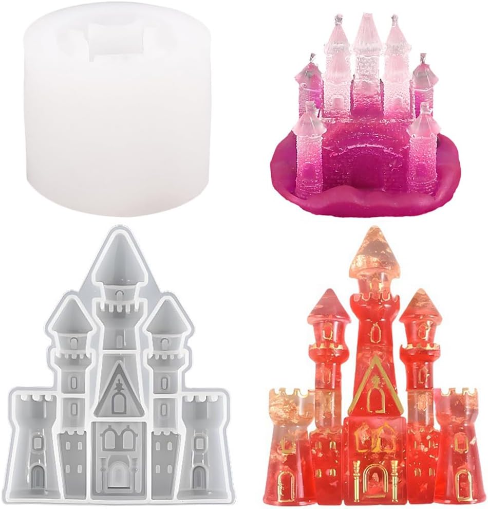 Amazon.com: 2 Pcs Castle Silicone Mold with Hole Castle Shaped Keychain ...