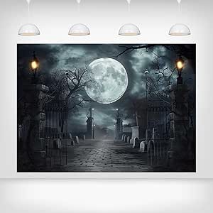 Amazon.com : Printspree Spooky Graveyard Backdrop – 7x5ft Halloween ...