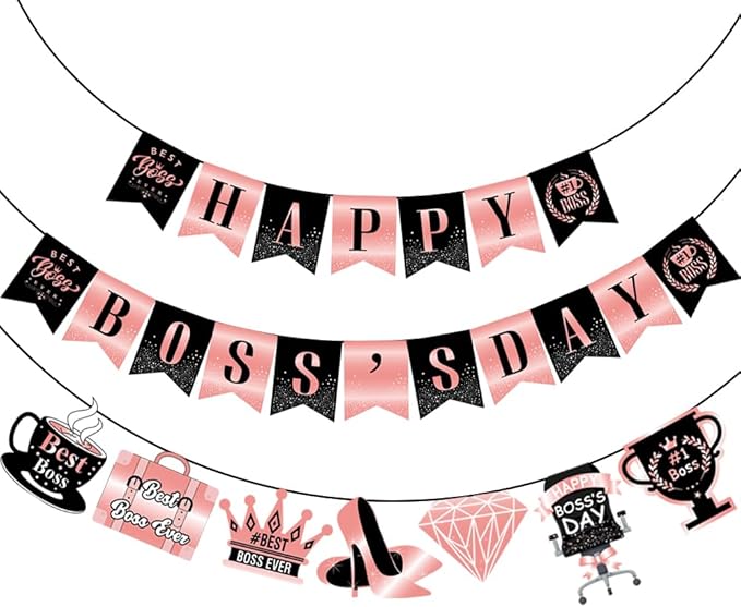 Amazon.com: Happy Boss’s Day Banner Party Decorations Supplies ...