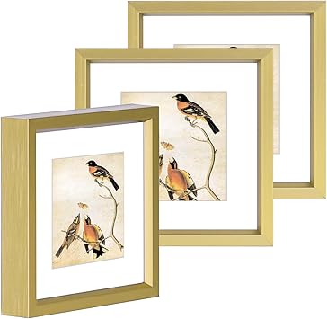 Amazon.com - 3x3 Picture Frame Set of 3, Brass Metal Square Photo ...
