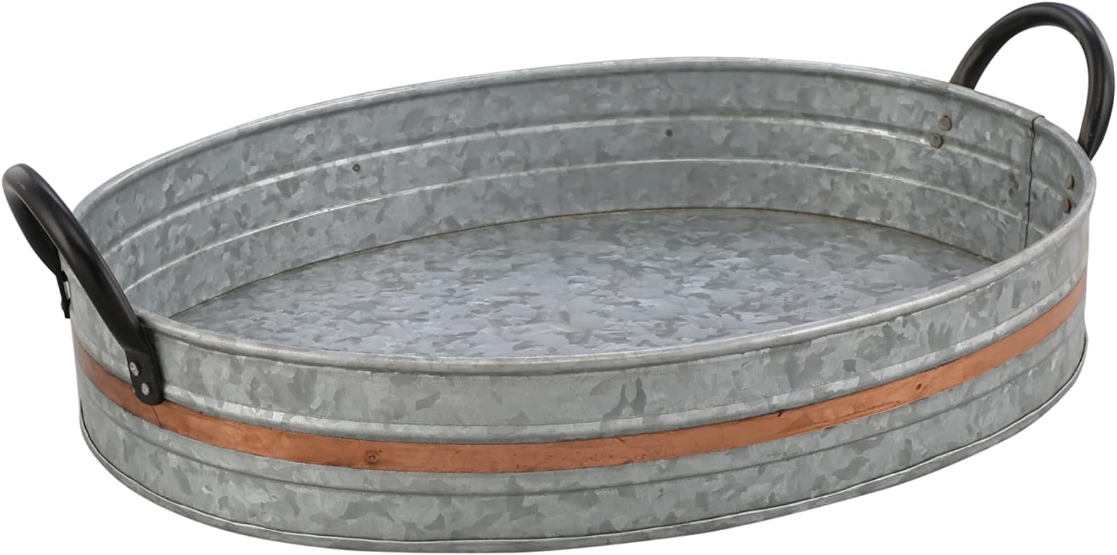 Amazon.com: MyGift Rustic Silver Galvanized Metal Large Serving Tray ...