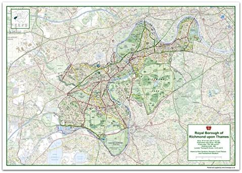 London Borough Map - Richmond Upon Thames - Size A0-84.1 x 118.9cm ...
