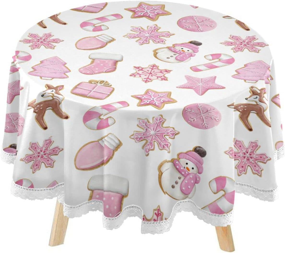 Amazon.com: VIGTRO Watercolor Christmas Gingerbread Round Tablecloth ...