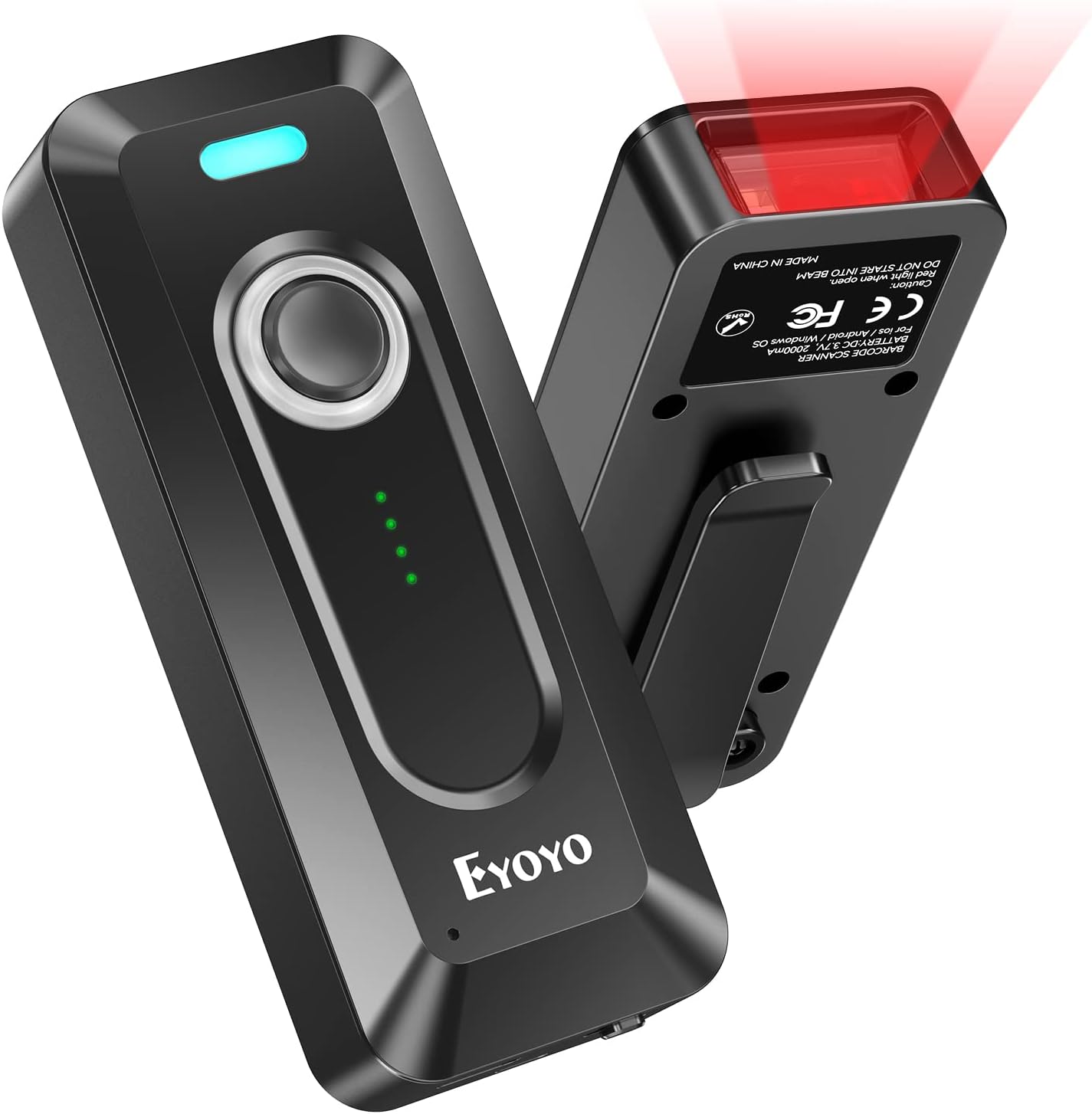 Eyoyo 2D Bluetooth Barcode Scanner with Clip, 2000mAh Battery with ...