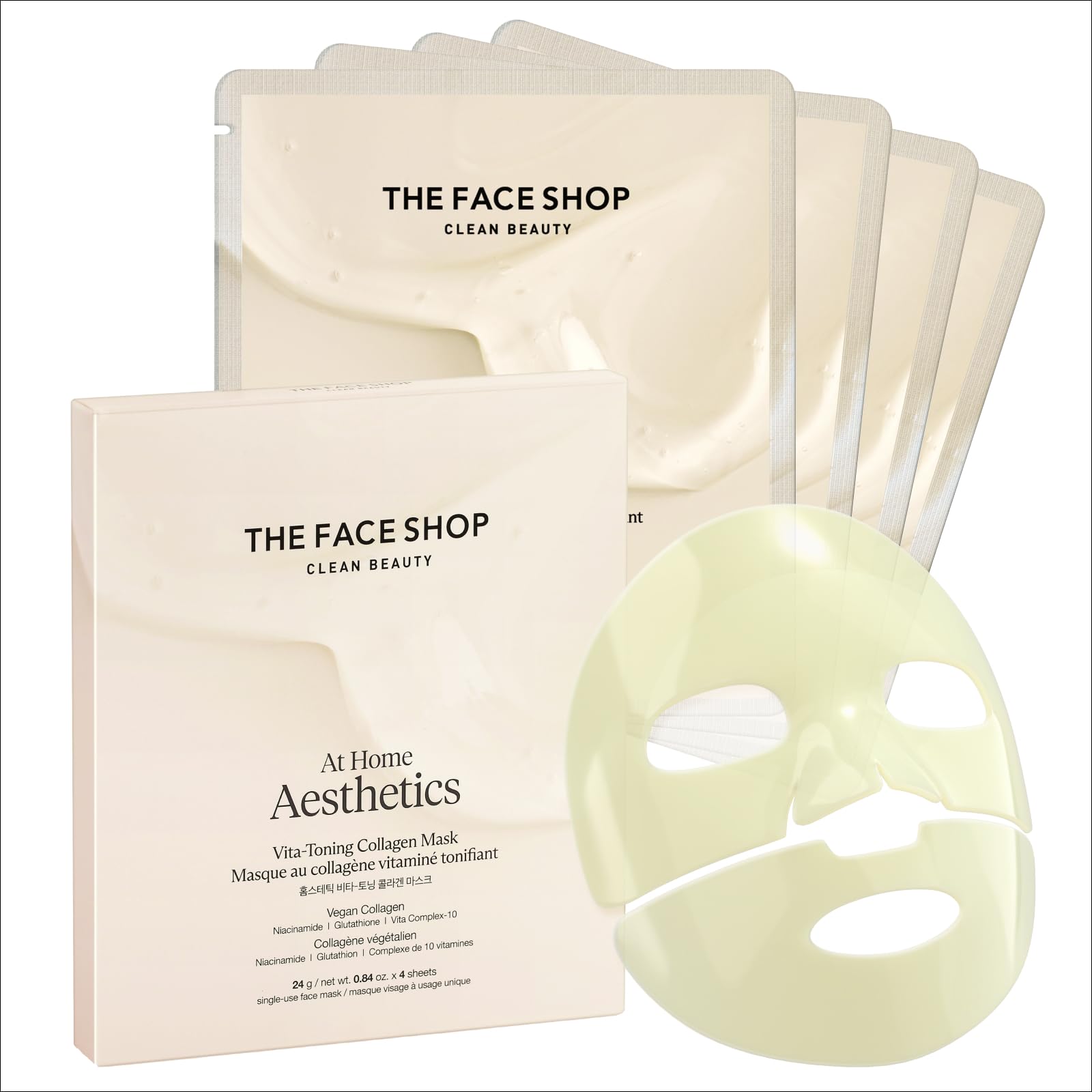 Amazon.com: THE FACE SHOP Vita-Toning Vegan Collagen Face Mask, Korean ...
