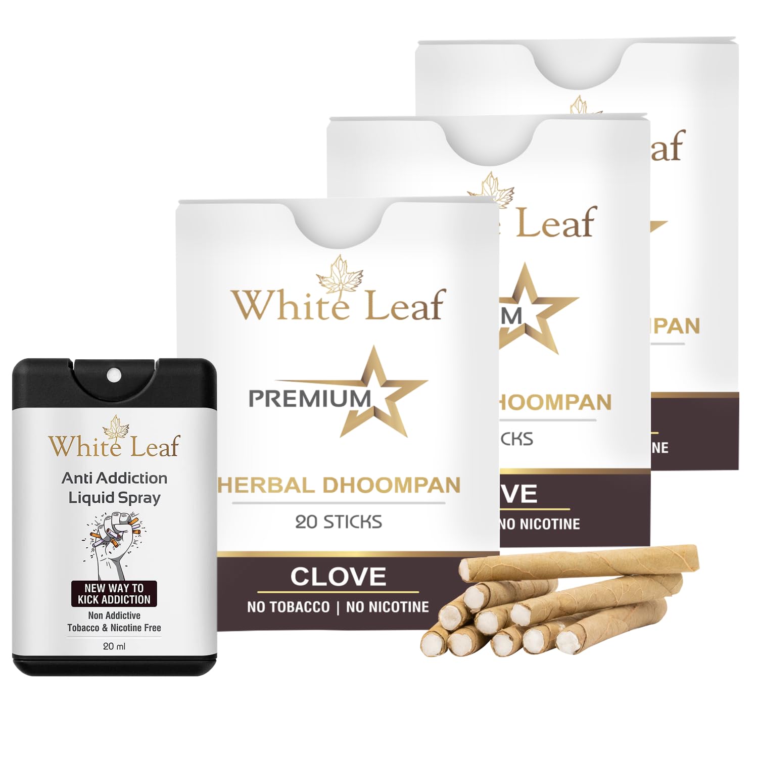 Buy White Leaf Ayurvedic & Herbal Long Filtered Bidi Smoke (Pack of 3 X ...