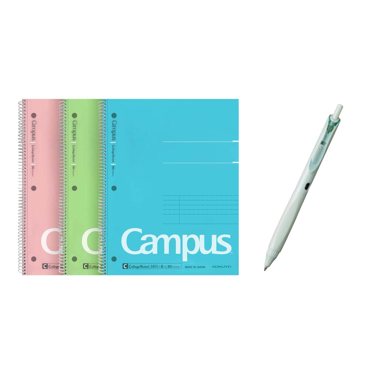 Amazon.com : KOKUYO Spiral Notebook, 3 Pack Campus 10-1/2" x 8" Subject ...