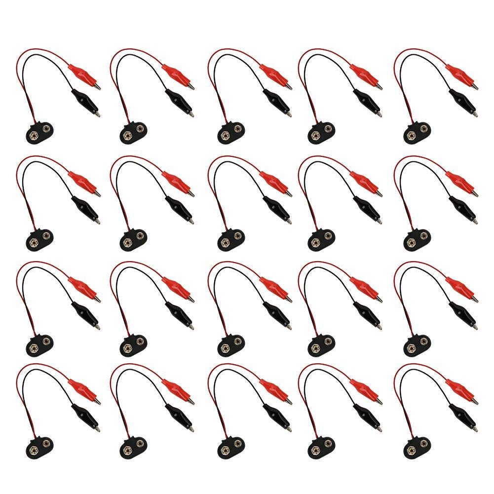 Amazon.com: 20Pcs Battery Snap Connector to Clip Cable Wire Probe 9V ...
