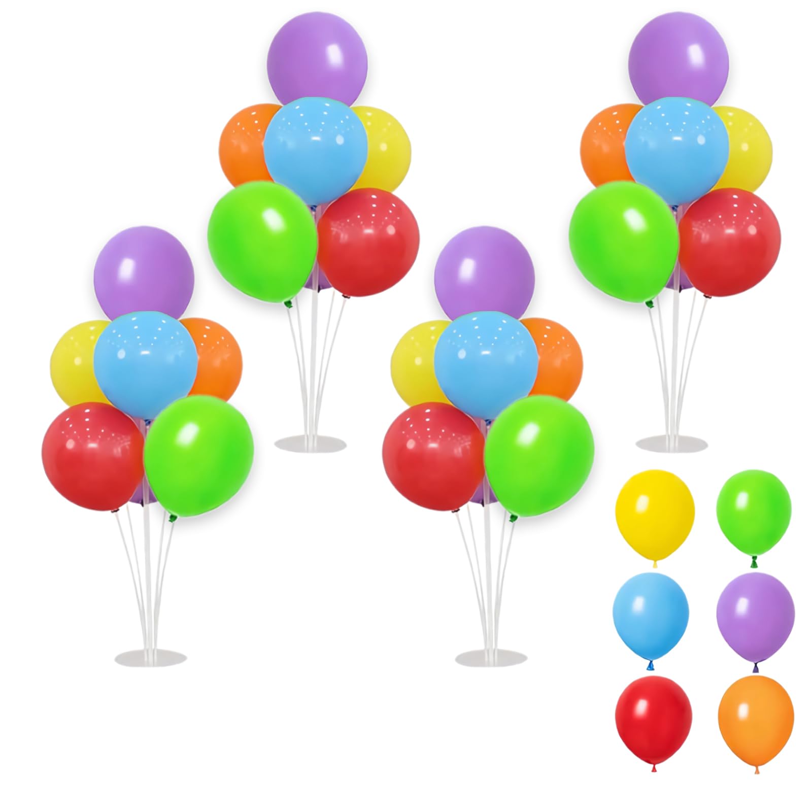 Amazon.com: 4 Set Rainbow Balloons Centerpieces for Table, Balloon ...