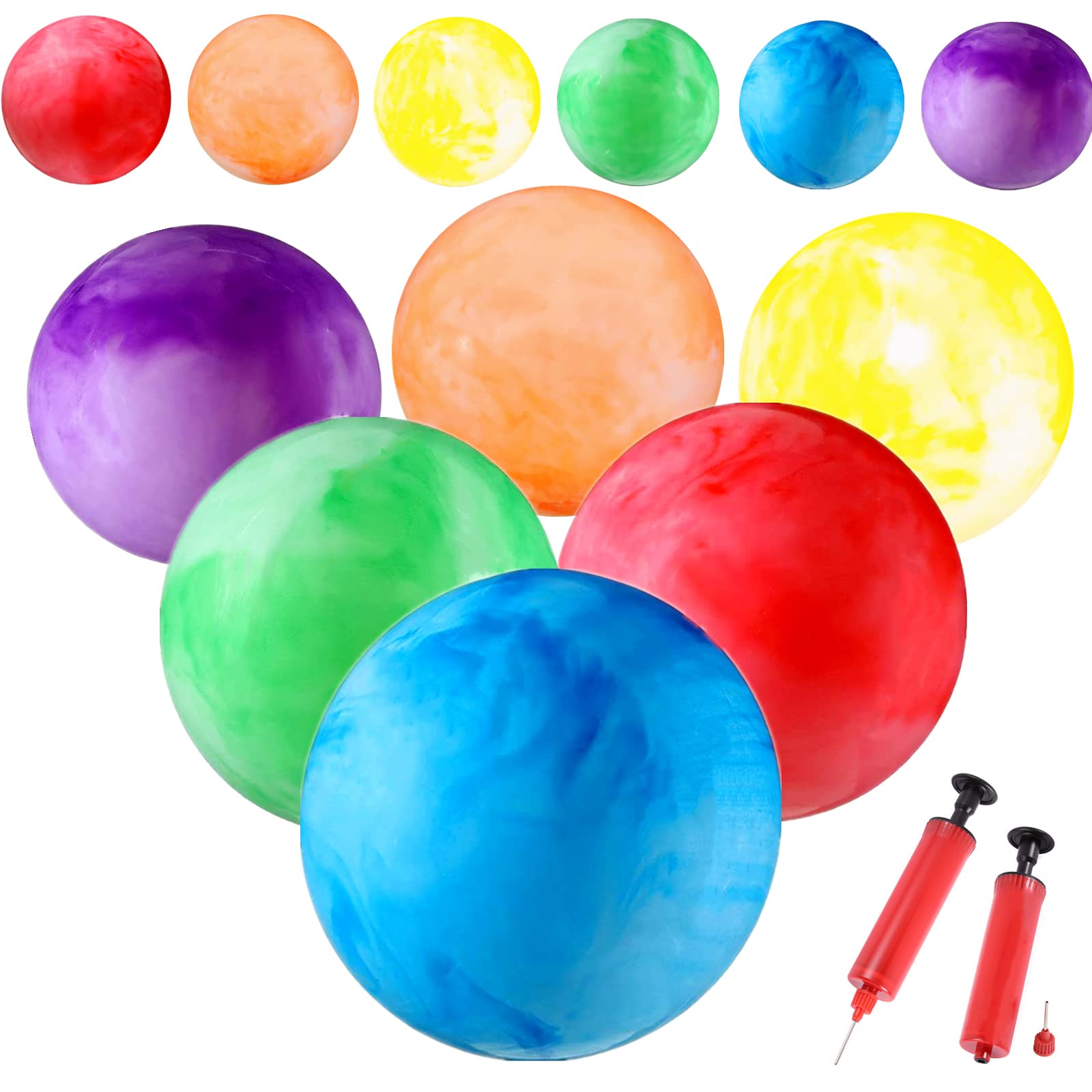 Buy 12 Pcs 9 Inch Inflatable Balls for Kids & 2 Hand Pump, Bouncy Balls ...