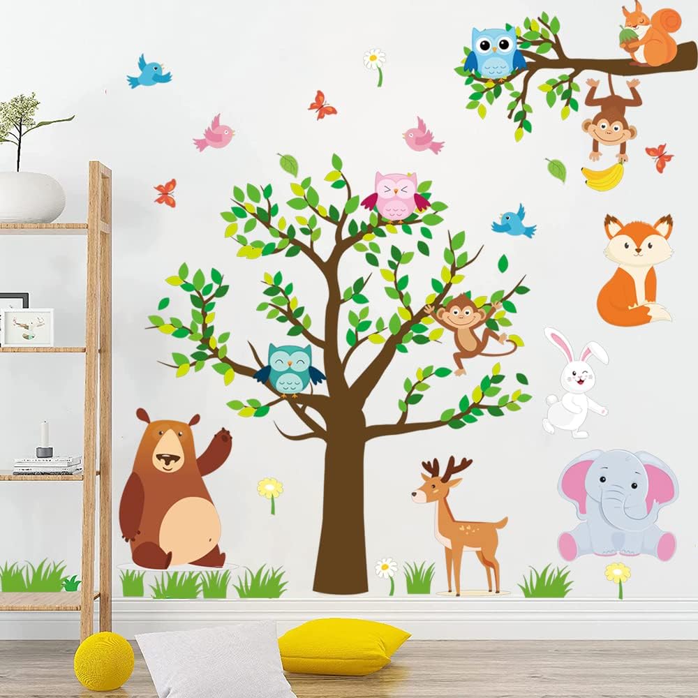 Amazon.com: Demonwer Jungle Animal Wall Decals Forest Animal Wall ...