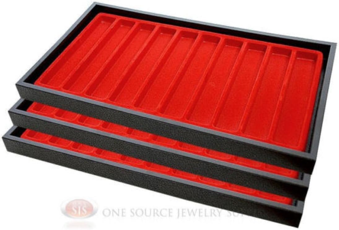 Amazon.com: (3) Black Plastic Stackable Sample Trays w/10 Slot Red ...