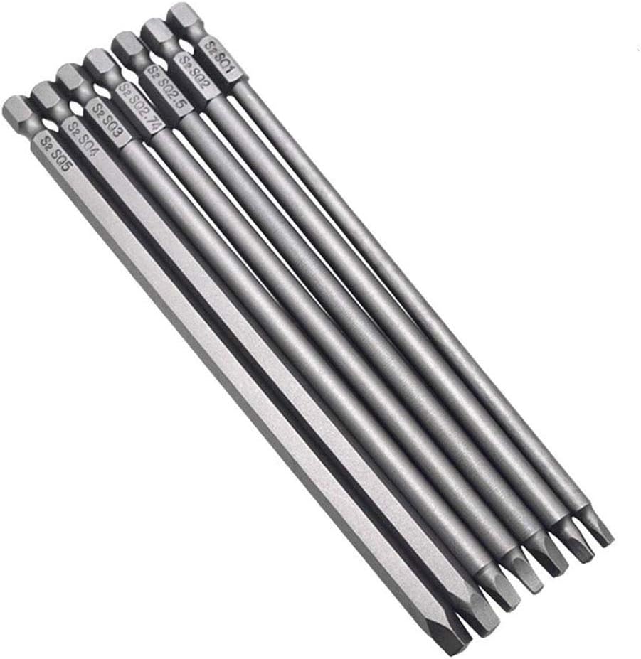 Gasea 7pcs 150mm Long Magnetic Square Head Screwdriver Bits 1/4" Hex ...