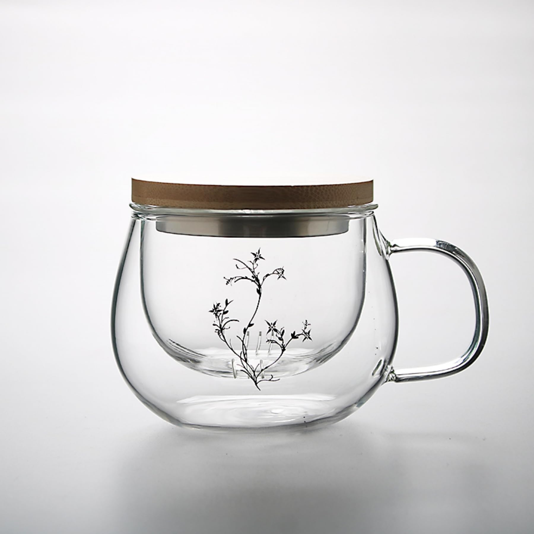 Amazon.co.jp: FLYILIA 茶漉し付きマグカップ 一人用 2種類 ティーマグ ティーカップ 蓋付き 取っ手付き 耐熱ガラス 湯呑み ティーグラス 直火可能 木蓋 ストレーナー ...