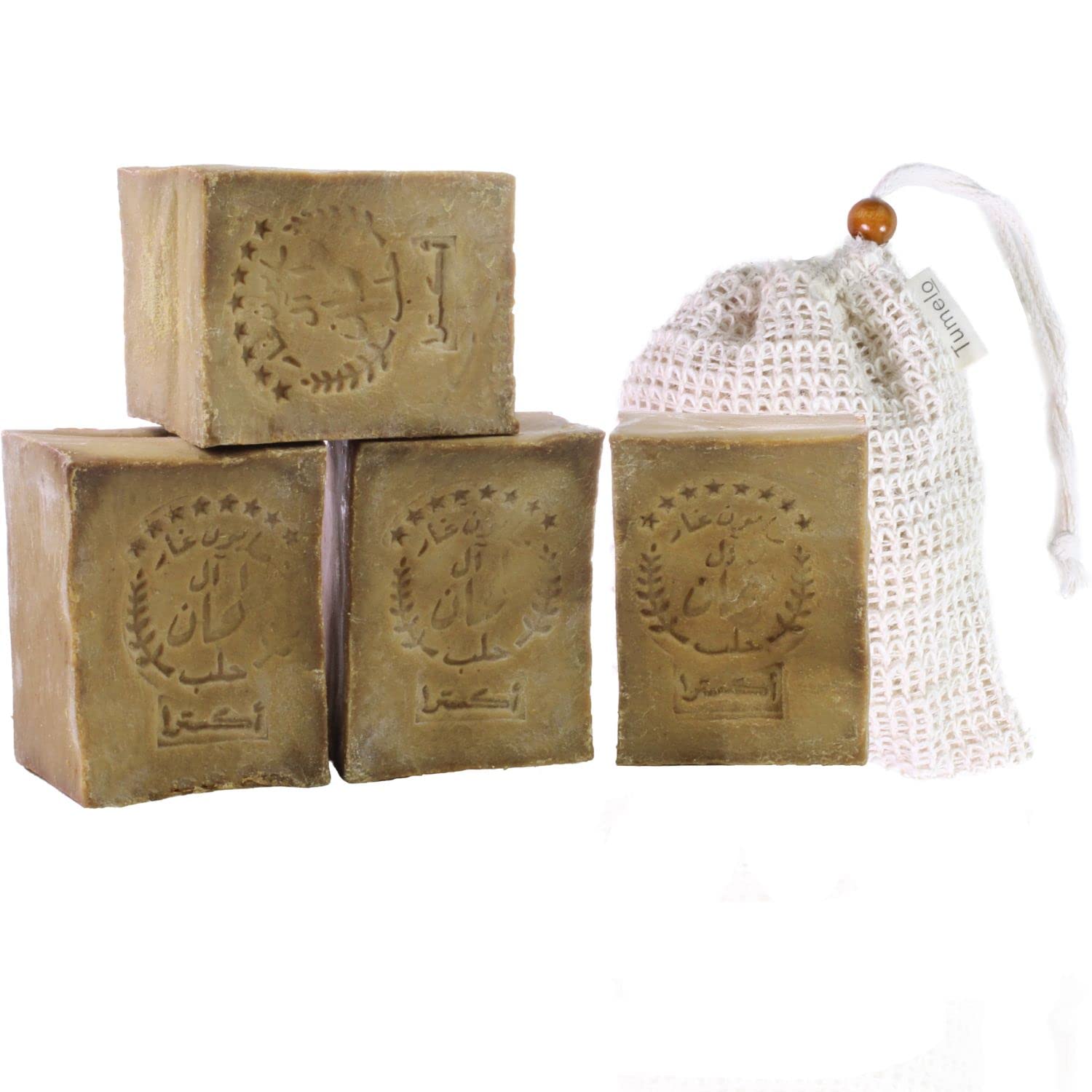 TUMELO Original Aleppo Soap 4 x 200g (800g) 95% Olive Oil 5% Laurel Oil ...