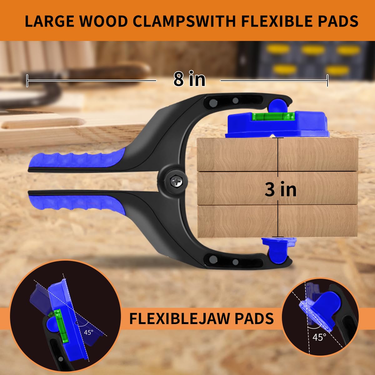 Snapklik.com : Sdstone 8 Inch Spring Clamps Heavy Duty - 4 Pack Large ...