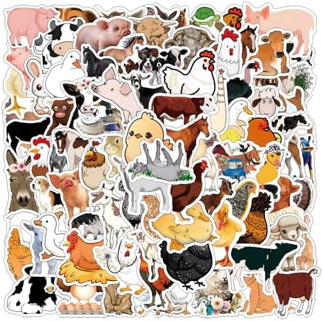 Amazon.com: Farm Animal Stickers|120pcs Cute Cartoon Animal Vinyl ...