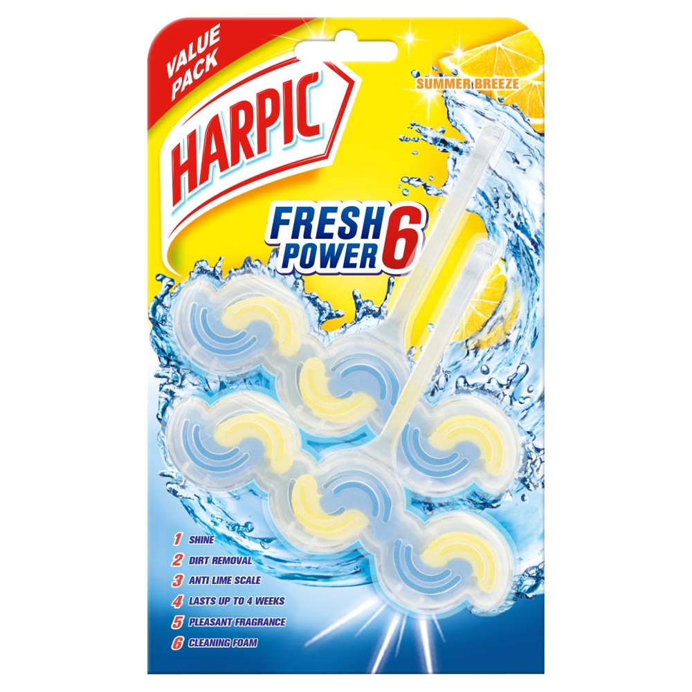 Harpic Active Fresh 6 Powers Rim Block Sparkling Citrus 2 x 35g, 1 Pack ...