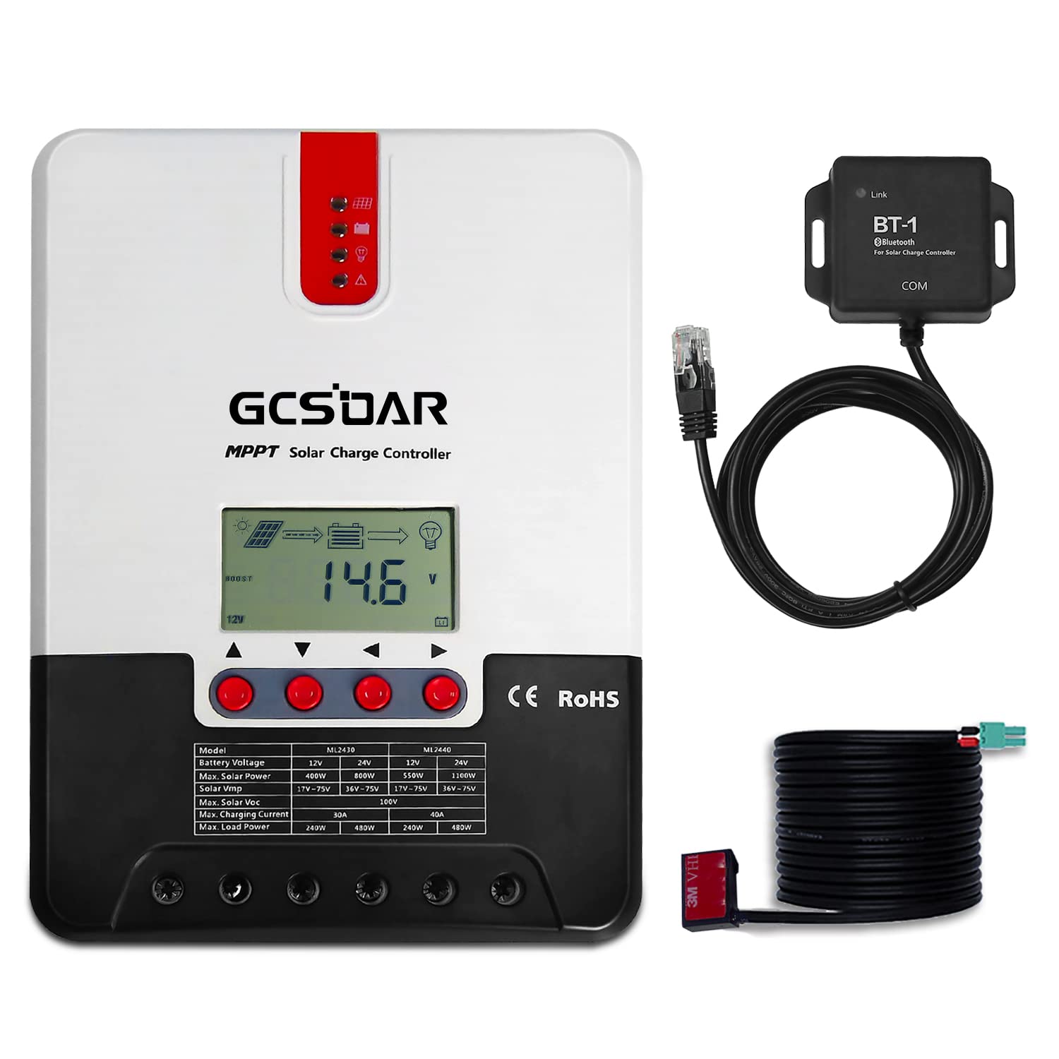 Buy GCSOAR MPPT Solar Charge Controller 40A 12V 24V Auto Max PV 100V ...
