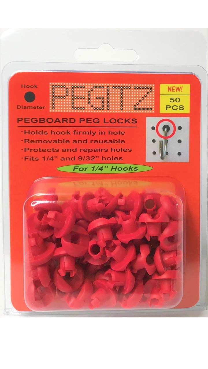 Amazon.com: Pegitz Pegboard Peg Locks 50PCS (1/4 inch, Red ...