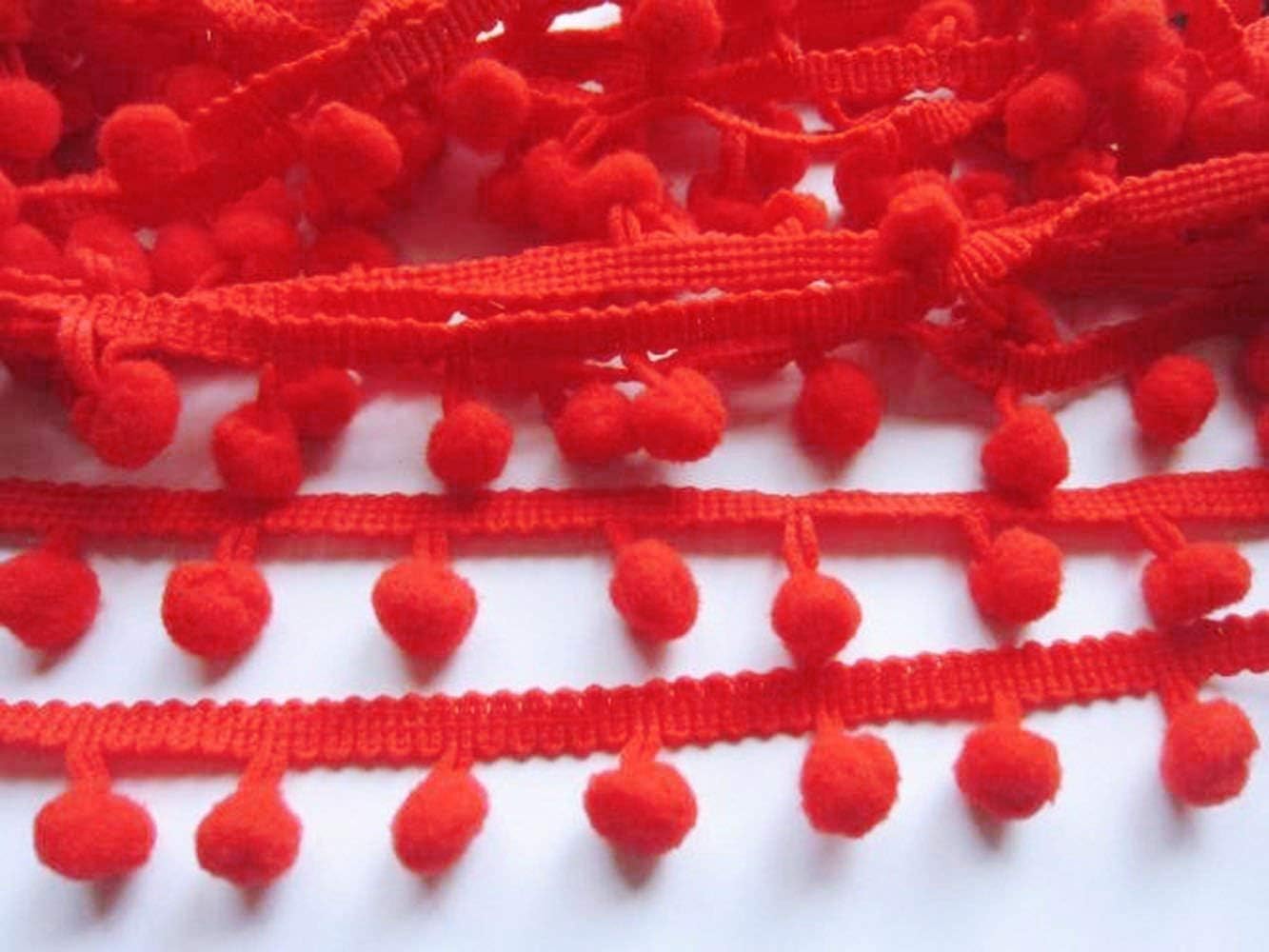 Amazon.com: Teemico 20 Yards Mini Pom Pom Trim Ball Fringe Ribbon Sew ...