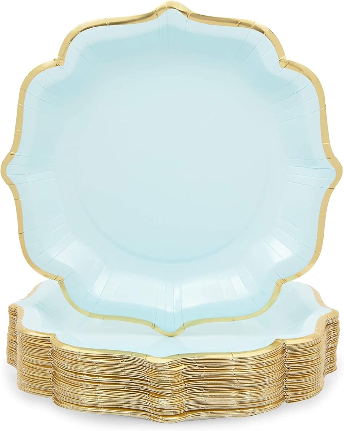 Amazon.com: Sparkle and Bash Light Blue Paper Party Plates with Gold ...