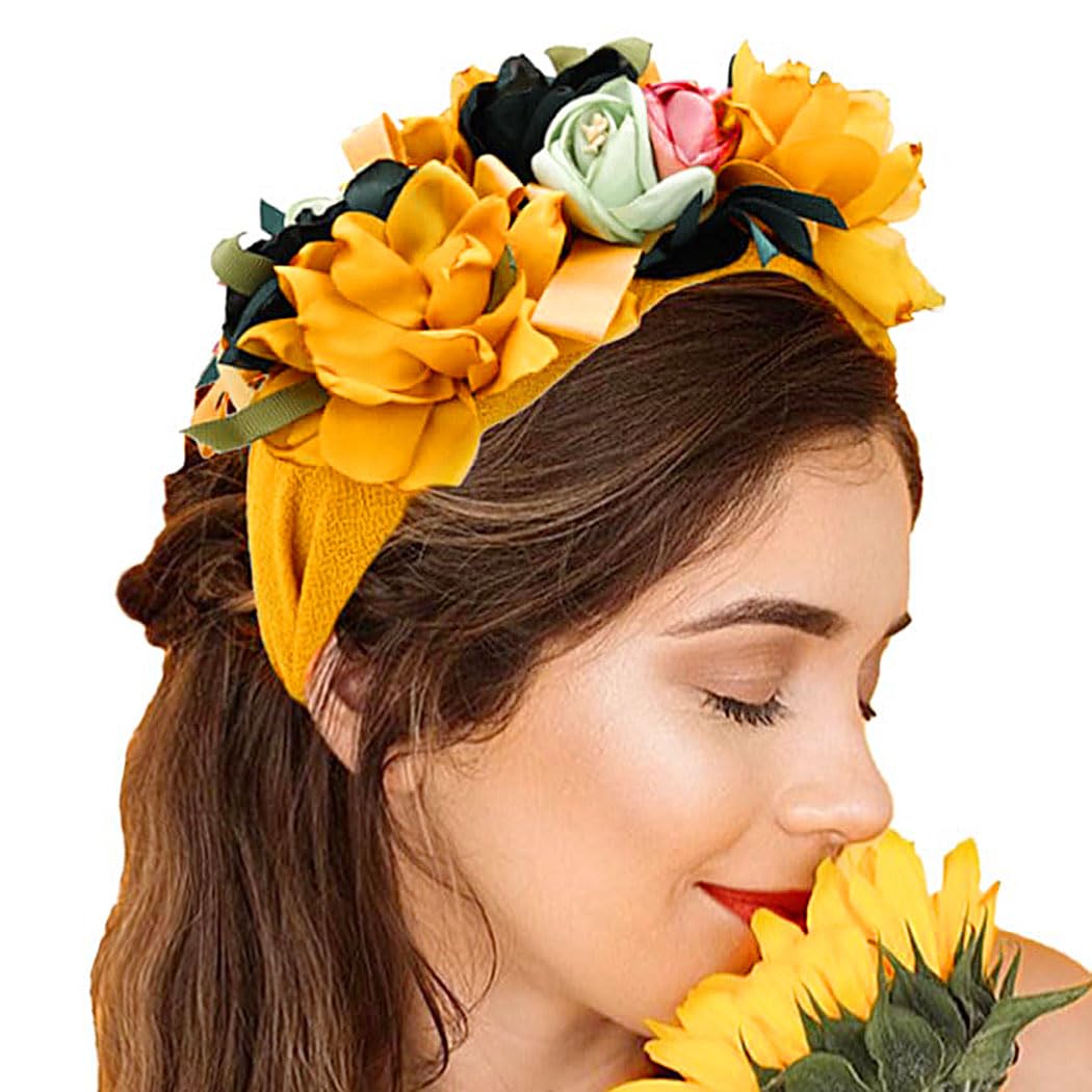 Amazon.com : Coridy Flower Headbands for Women Boho Yellow Floral ...