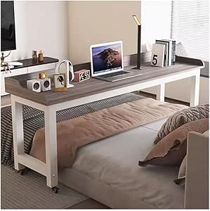 Overbed Table Over Bed Desk With Wheels, Movable Bed Table For Bedroom ...