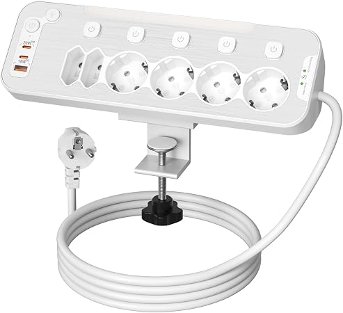 Multiprise Electrique de Table,Angle Multiprise de Bureau 6 Prises ...