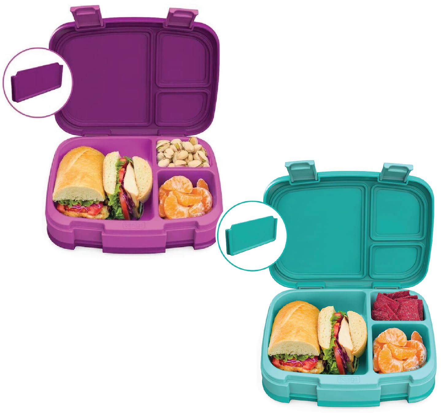 Lonchera antiderrames 2pzas - MORADO y VERDE - Lonchera para niñas con ...