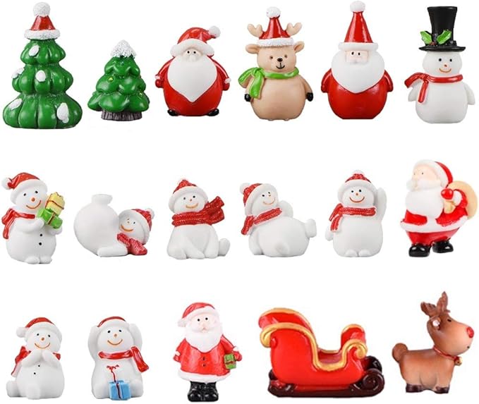 Amazon.com: Christmas Miniature Figurines, 17Pcs Mini Christmas ...