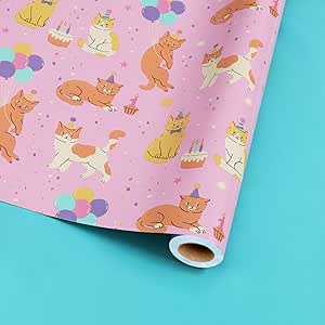 Amazon.com: LaRibbons Cat Wrapping paper, 17 Inch X 33 Feet Reversible ...