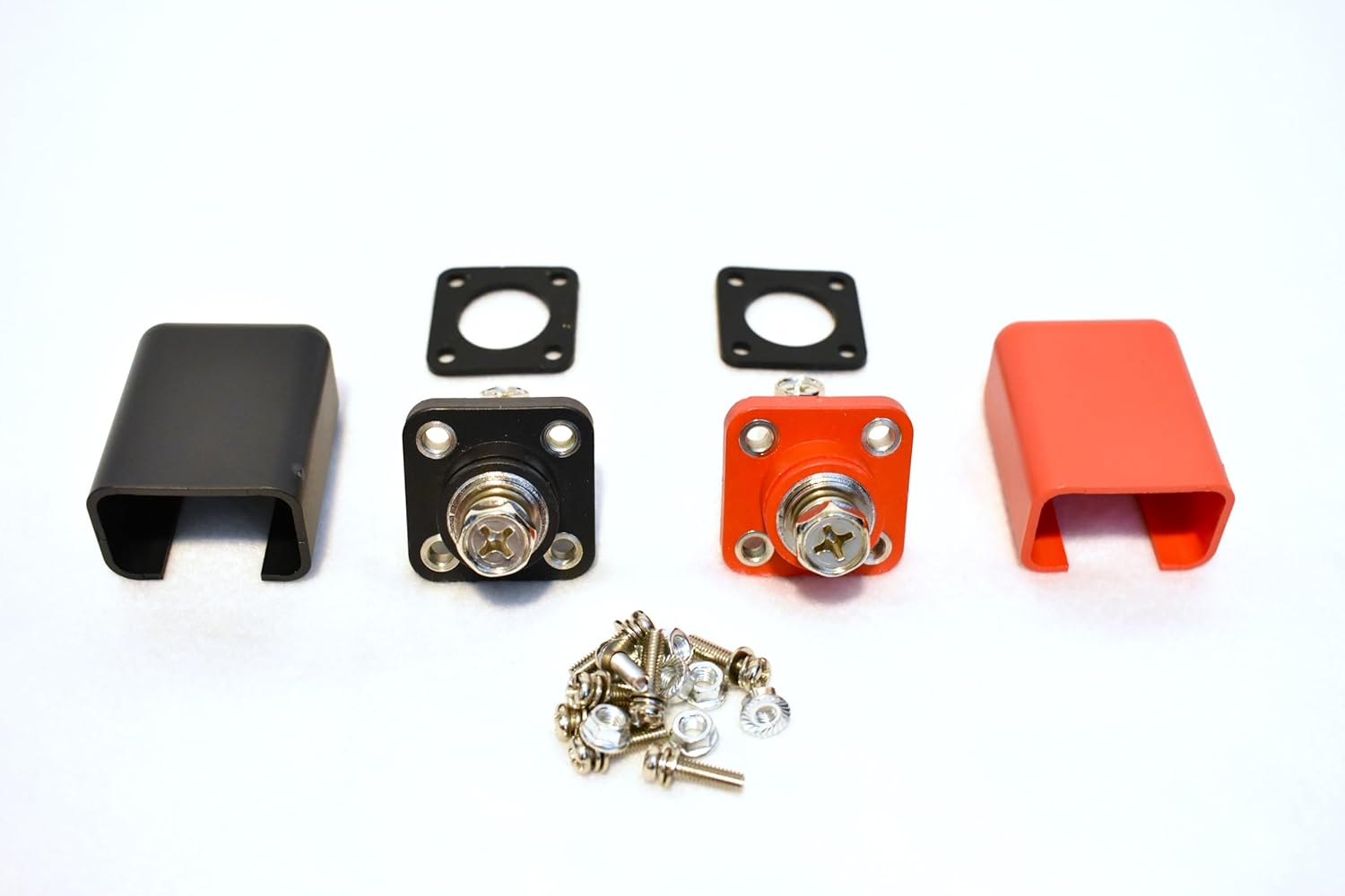 High Current Battery Bulkhead Thru Connector, 200A, Red and Black, with ...