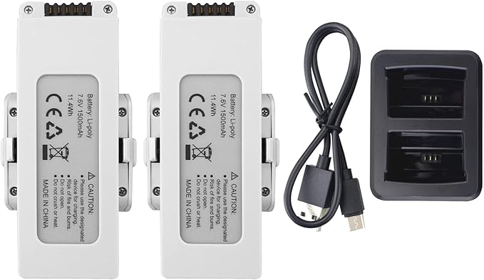 Amazon.com: 2PCS 7.6V 1500mAh Lithium Battery with 2 in 1 Charger for ...